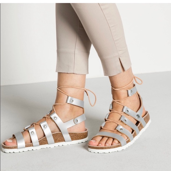 Papillio | Shoes | Papillio Cleo Frosted Metallic Silver Leather | Poshmark